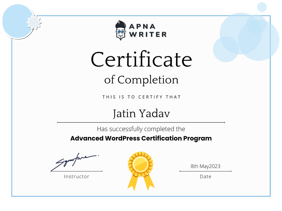 Complete WordPress Website Building Certification Program - Apna Writer ...